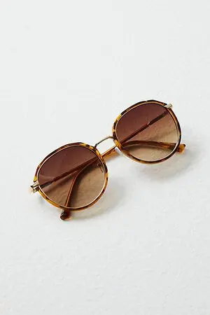 Free People Asa Round Sunglasses By - Tort