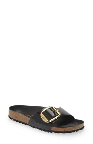 BIRKENSTOCK Madrid Big Buckle Slide Sandal High Shine Black
