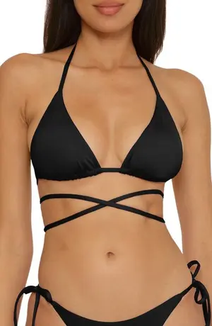 BECCA By Rebecca Virtue Becca Color Code Wraparound Triangle Bikini Top Black