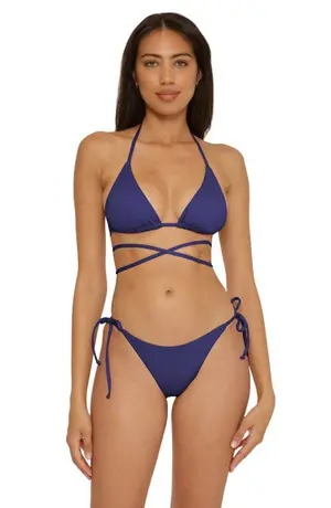 BECCA By Rebecca Virtue Color Code Wraparound Triangle Bikini Top - Navy