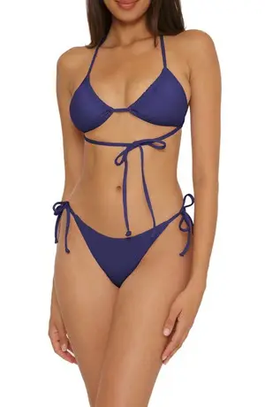 BECCA By Rebecca Virtue Color Code Wraparound Triangle Bikini Top - Navy