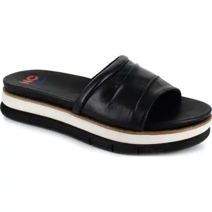 NATIONAL COMFORT Kai Platform Slide Sandal - Black Leather