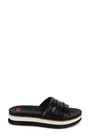 NATIONAL COMFORT Kai Platform Slide Sandal - Black Leather