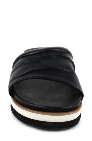 NATIONAL COMFORT Kai Platform Slide Sandal - Black Leather