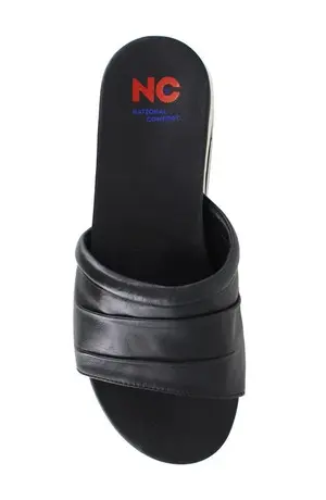 NATIONAL COMFORT Kai Platform Slide Sandal - Black Leather