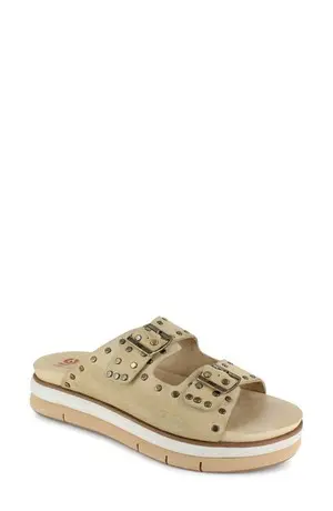 NATIONAL COMFORT Kynna Studded Platform Slide Sandal - Tan Leather