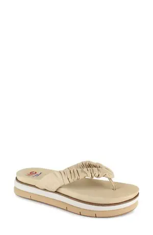 NATIONAL COMFORT Kahlen Platform Flip Flop - Tan Leather
