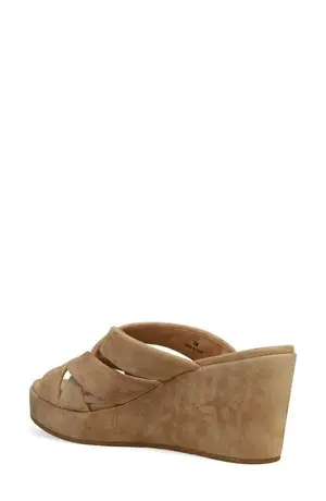 Pelle Moda Wilona Platform Wedge Slides - Latte