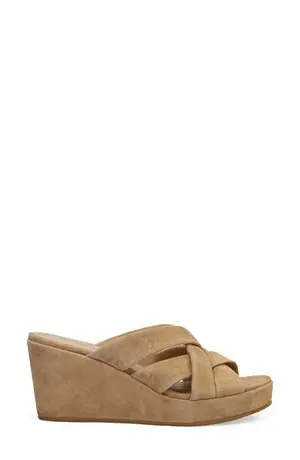 Pelle Moda Wilona Platform Wedge Slides - Latte