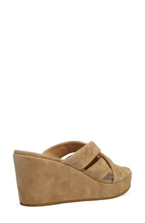 Pelle Moda Wilona Platform Wedge Slides - Latte