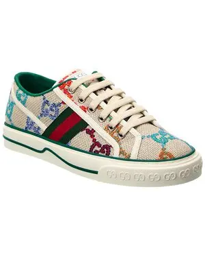 Gucci Gucci Tennis 1977 Gg Linen Sneaker - White