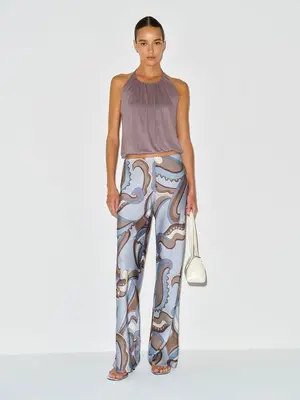 REFORMATION Gale Satin Pant - Blue