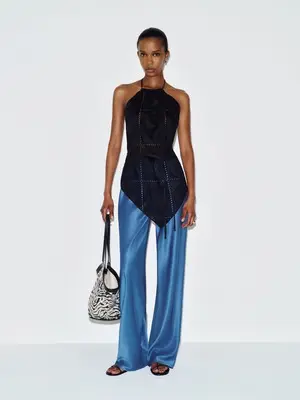 REFORMATION Gale Satin Pant - Blue