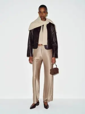 REFORMATION Gale Satin Pant - Natural