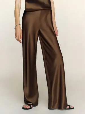 REFORMATION Gale Satin Pant - Pinecone