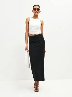 REFORMATION Maria Knit Midi Skirt - Black