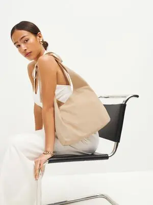 REFORMATION Vittoria Tote Bag Ecru Suede