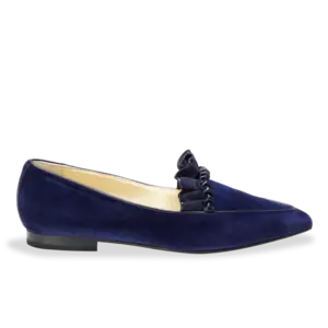 Sarah Flint SARAH FLINT Gudel Suede Loafer With Ruffle And Chain Detail Blue