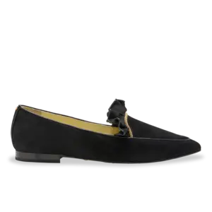 Sarah Flint SARAH FLINT Gudel Suede Loafer With Ruffle And Chain Detail Gold