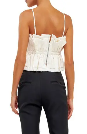 Endless Rose Sheen Ruffled Crop Camisole - White