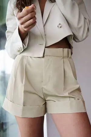Zara Pleated High Waist Shorts