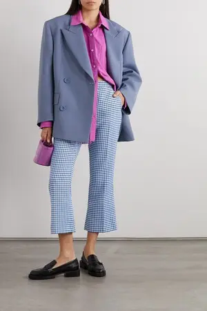 Marni Cropped Gingham Woven Flared Trousers