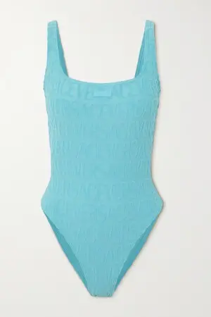 Versace Dua Lipa Flocked Stretch-terry Swimsuit