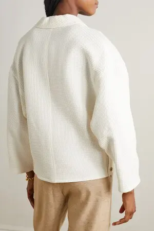 Loro Piana Shana Waffle-knit Cotton Cardigan