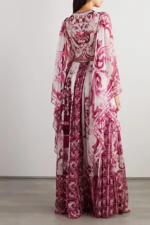 Dolce & Gabbana Maiolica Printed Silk-georgette Gown - Pink
