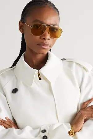 TOM FORD Jaden Aviator-style -tone Sunglasses