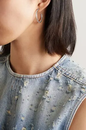 JENNIFER FISHER Mini Thread Hoop Earrings - Silver
