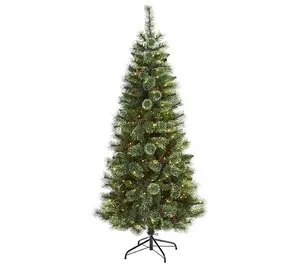 NEARLY NATURAL 6-ft Mountain Pine Christmas Tre E W/ Led Light - One-color