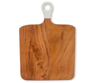 JEANNE FITZ Wood + White Collection Square Char Cuterie Board - One-color