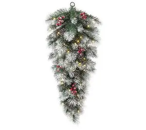 GLITZHOME 3' Pre-lit Pinecones Berries Christma Teardrop Swag - One-color