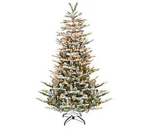PULEO INTERNATIONAL 7.5 Ft Pre-lit Flocked Aspe Fir Tree - One-color