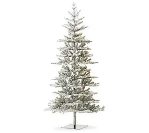 GLITZHOME 10ft Pre-lit Flocked Artificial Chris Mas Tree - One-color