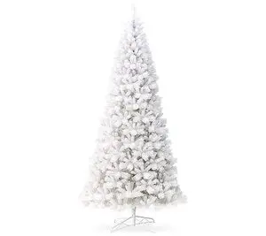 GLITZHOME 10ft Pre-lit White Pine Slim Faux Chr Stmas Tree - One-color