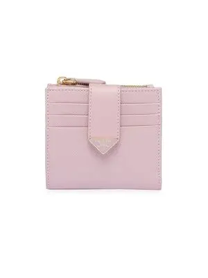 Prada Small Saffiano And Smooth Leather Wallet Light Pink