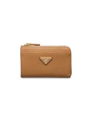 Prada Saffiano Keychain Card Case Beige Khaki