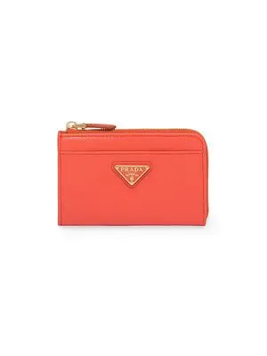 Prada Saffiano Keychain Card Case Orange