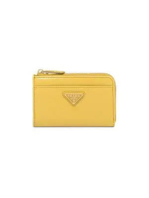 Prada Saffiano Keychain Card Case Yellow