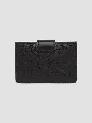 Prada Saffiano And Smooth Leather Card Holder - Black