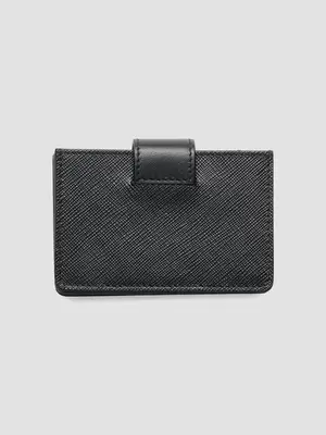 Prada Saffiano And Smooth Leather Card Holder - Black