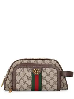 Gucci Gg Supreme Canvas & Leather Toiletry Bag - Beige,ebony