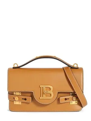 Balmain Bbuzz 24 Leather Shoulder Bag - Miel