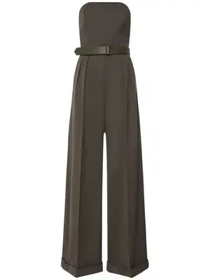 Max Mara Agguati Wool Gabardine Jumpsuit In Khaki - 35% Off
