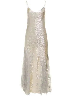 Tory Burch Star Lace Slip Long Dress - Silver | Editorialist