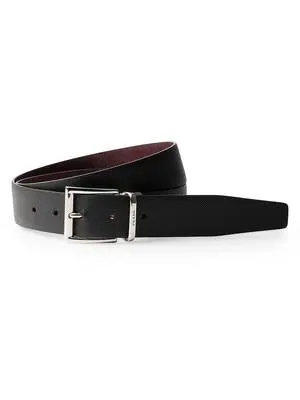 Prada Saffiano Leather Reversible Belt Black Garnet