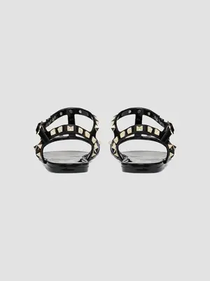 Valentino Garavani Rockstud Flat Rubber Sandals - Black