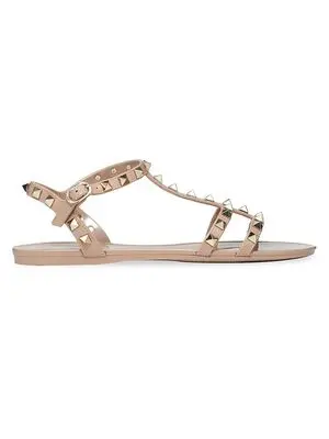 Valentino Garavani Rockstud Flat Rubber Sandals Skin